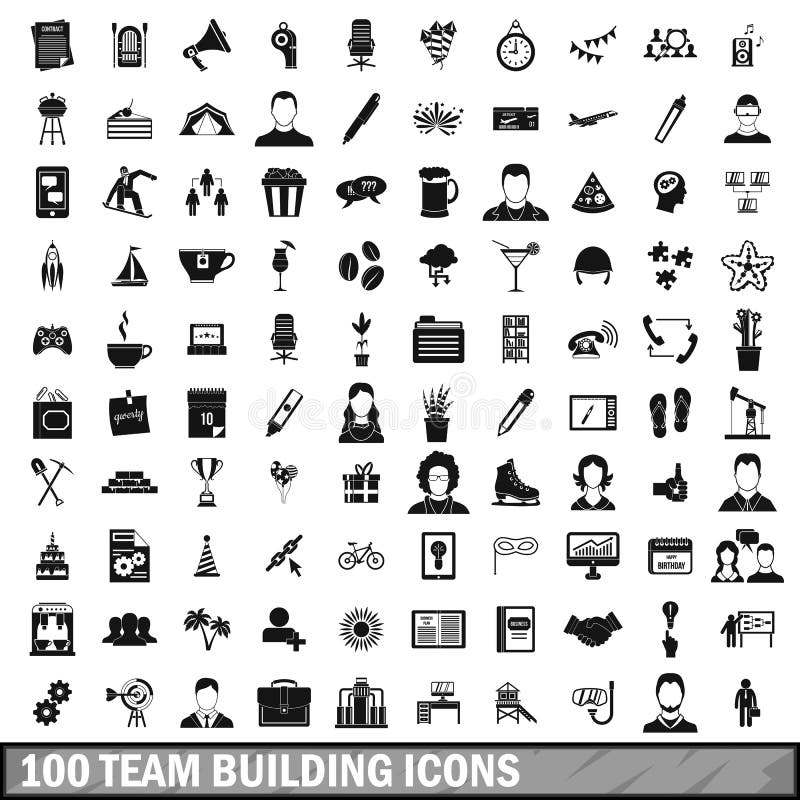 100 Team Building Icons Set, Simple Style Stock Vector - Illustration ...