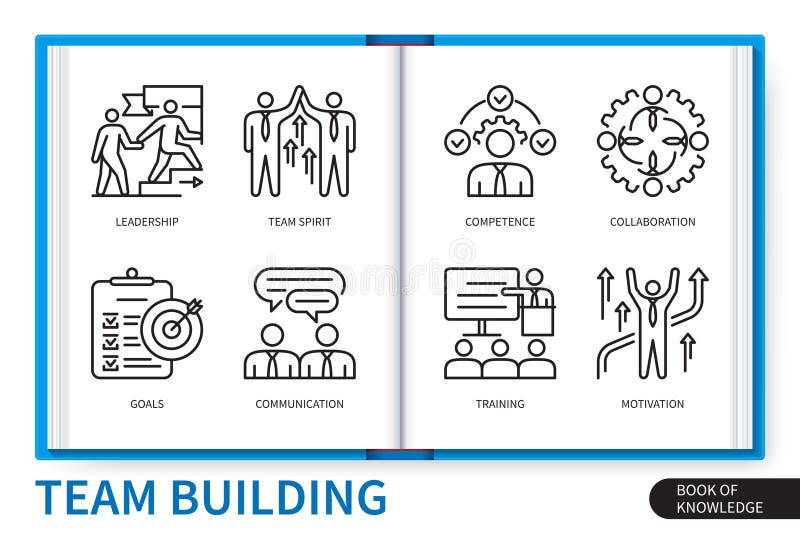 Team Building Infographics Linear Icons Collection Stock Illustration ...