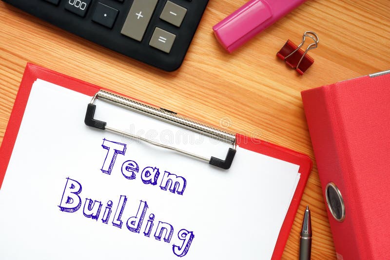 Team Building Inscription on the Page Stock Photo - Image of cheerful ...