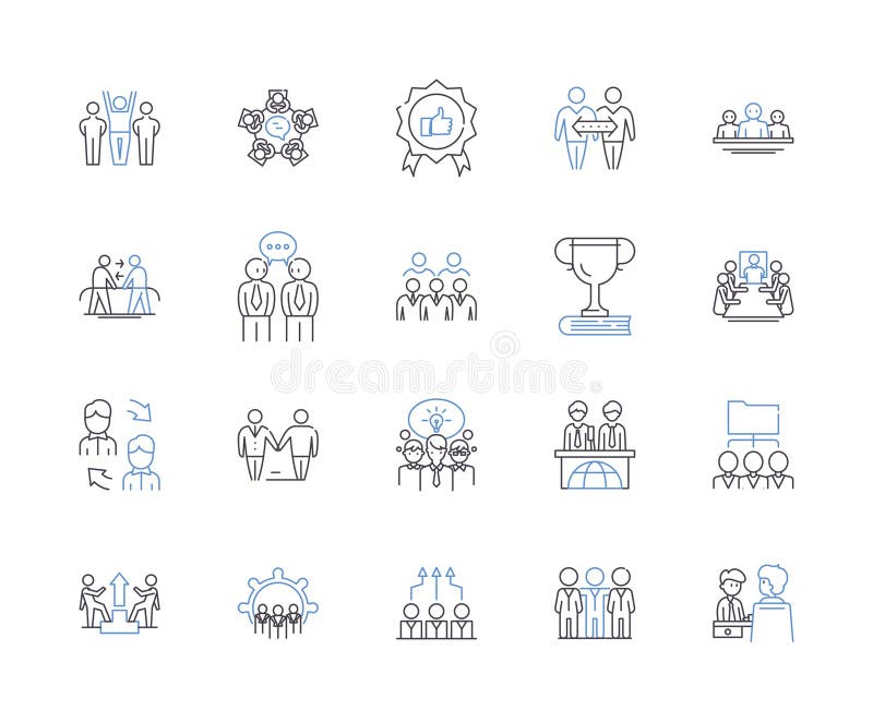 Team Building Outline Icons Collection. Teamwork, Collaboration ...