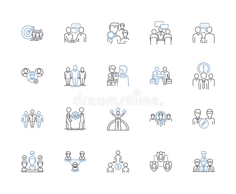 Team Building Outline Icons Collection. Teamwork, Collaboration ...