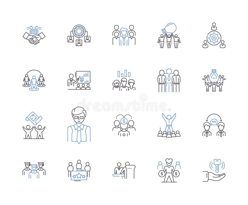 Team Building Outline Icons Collection. Teamwork, Collaboration ...