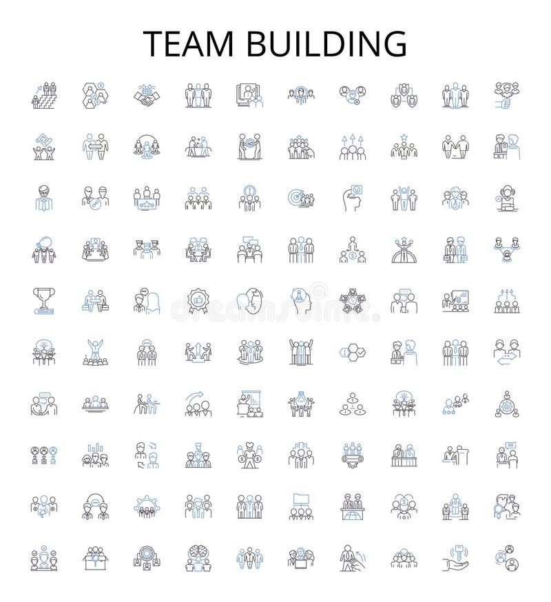 Team Building Outline Icons Collection. Teamwork, Collaboration ...