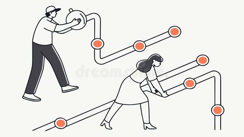 Team Building a Pipeline or Network Infrastructure, Vector Design ...