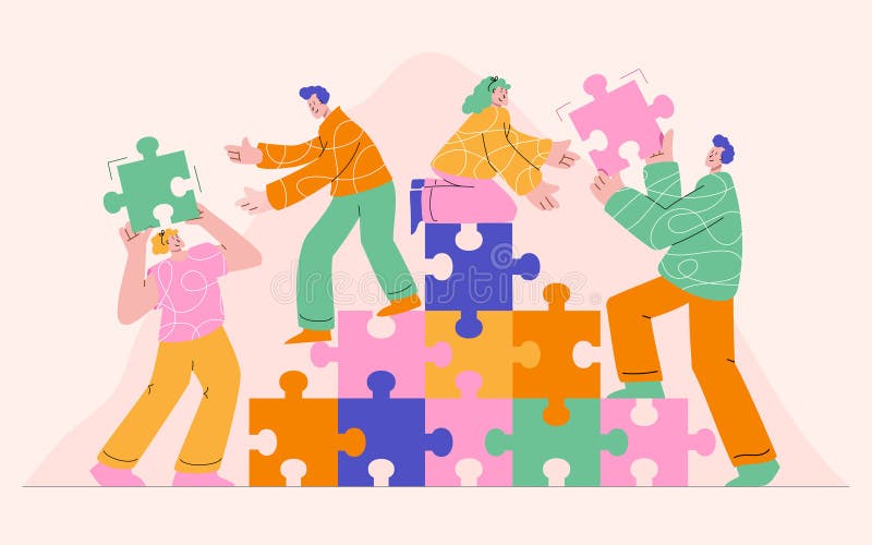 Team Building Puzzle Concept Illustration Stock Vector - Illustration ...