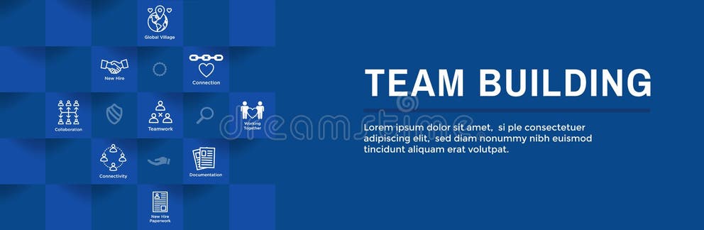 Team Building, Teamwork, and Connectivity Icon Set with Stick Figures ...