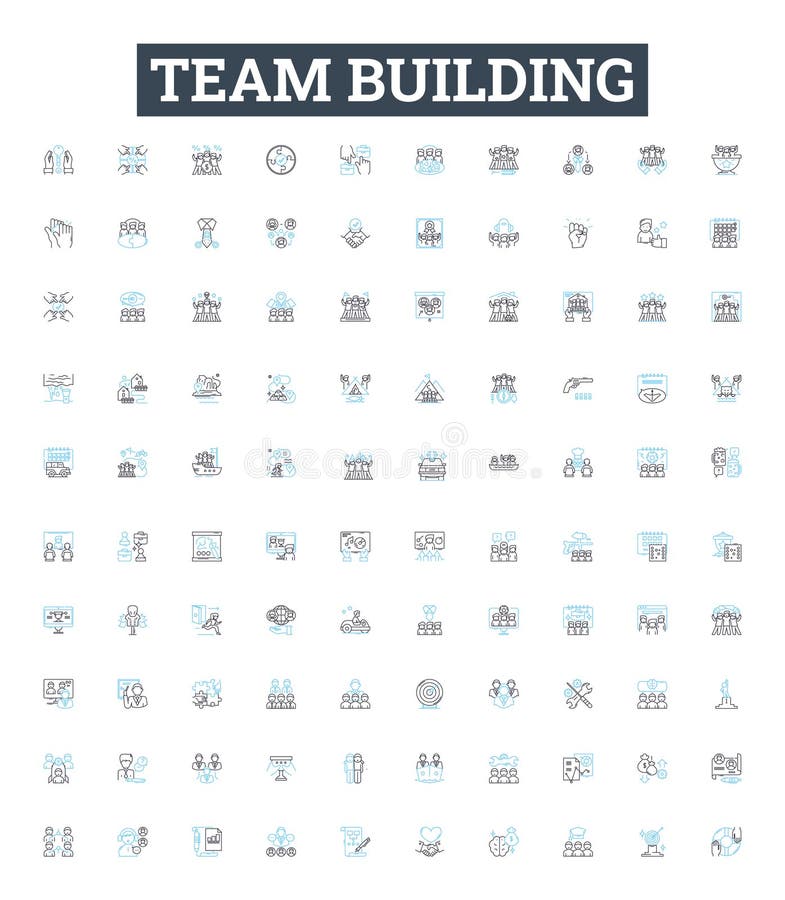 Team Building Vector Line Icons Set. Collaborate, Networking, Engage ...