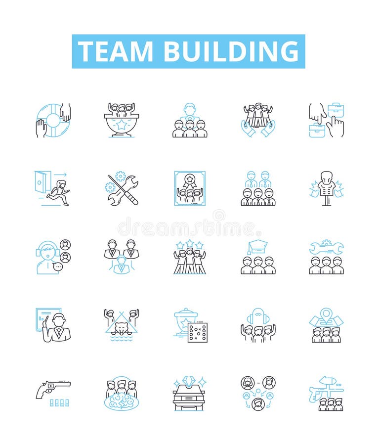 Team Building Vector Line Icons Set. Collaborate, Networking, Engage ...