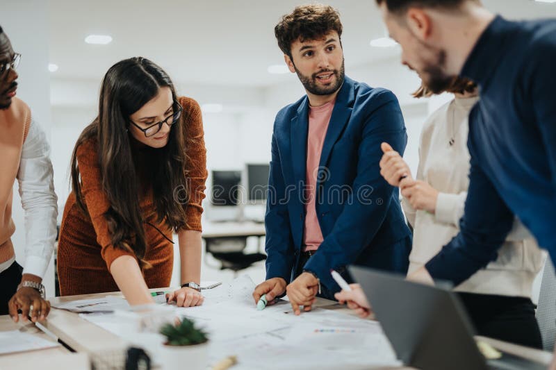 Team of Business Executives Working with Focus on Business Growth and ...