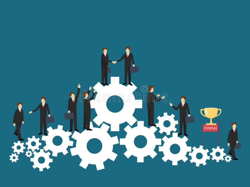Team of Business Men on the Cog. Team Work Concept Stock Vector ...