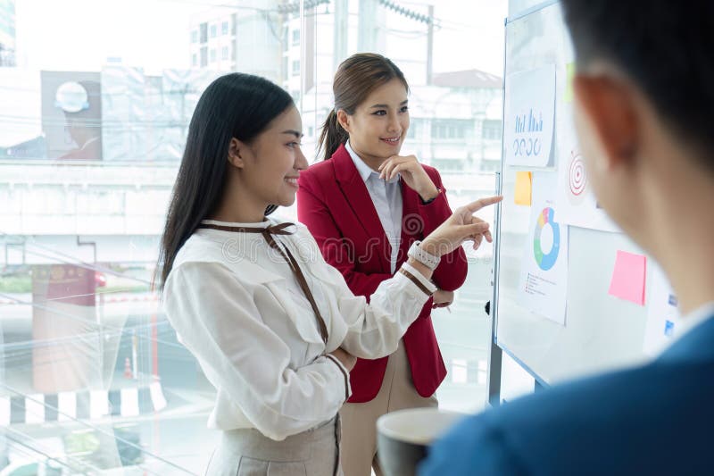 A Team of Business People Brainstorms Ideas To Solve Problems, Manage ...