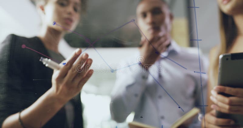 Team, Business People and Graph on Board, Research and Analytics for ...