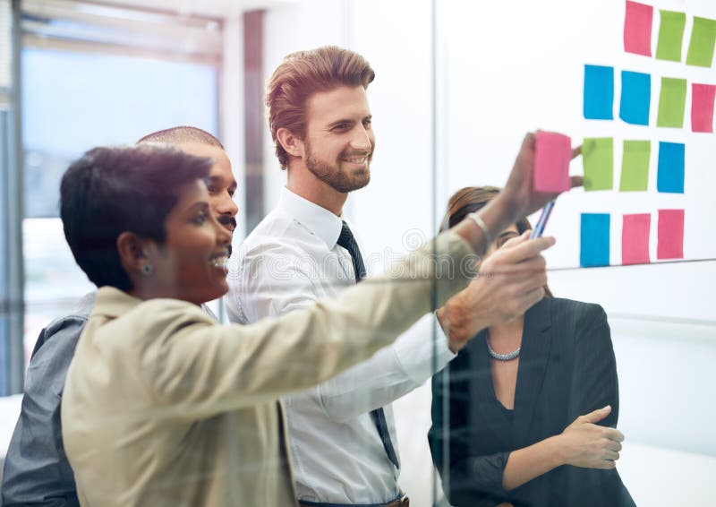 Team, Business People and Sticky Note for Brainstorming Ideas, Training ...