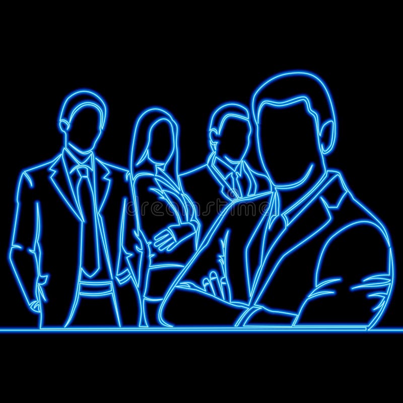 Team of Business People in Suits Icon Neon Glow Concept Stock Vector ...