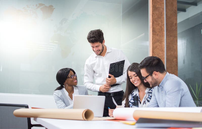 Team of Business People Working Together in Office. Stock Image - Image ...