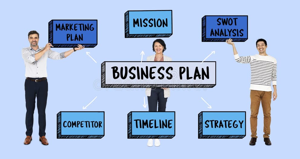 Team with a business plan stock photo. Image of diverse - 128798622