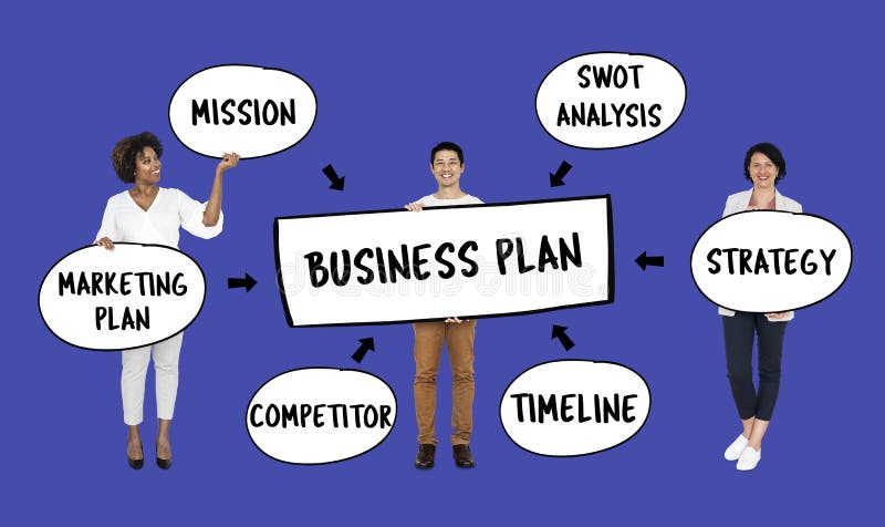 Team with a business plan stock photo. Image of concept - 128895660