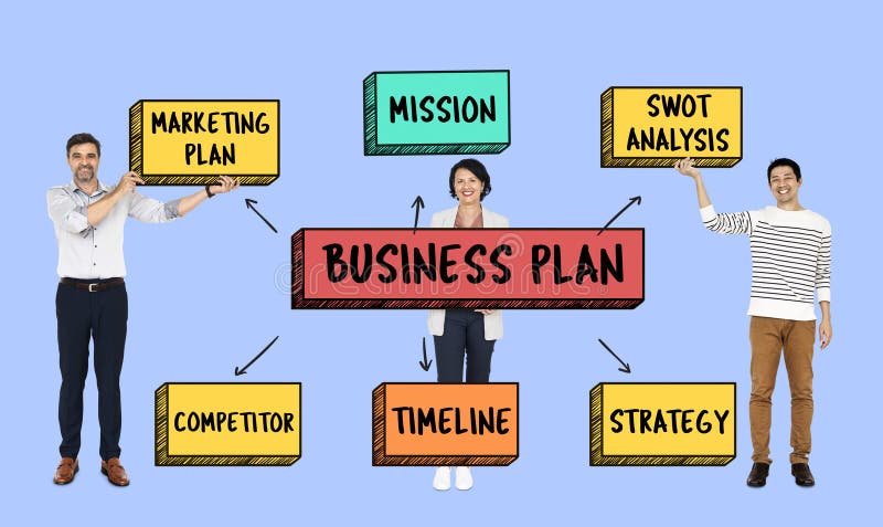 Team with a business plan stock illustration. Illustration of planning ...