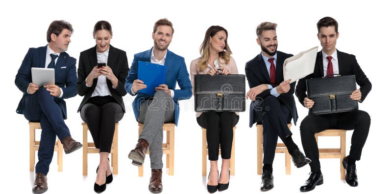 Team of 6 Businessmen Waiting for a Job Interview Stock Photo - Image ...