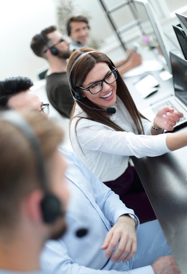 Team of Call Center Employees in the Workplace Stock Image - Image of ...