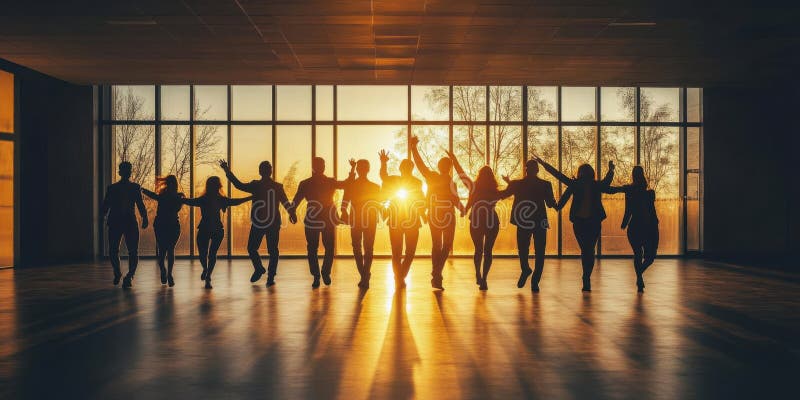 Team Celebrate Success at Sunset, Achievement and Future Stock ...