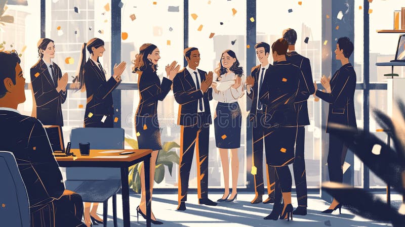 Team Celebrating a Successful Milestone with Applause and Unity in the ...