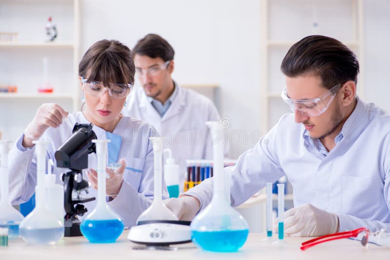 The Team of Chemists Working in the Lab Stock Image - Image of ...