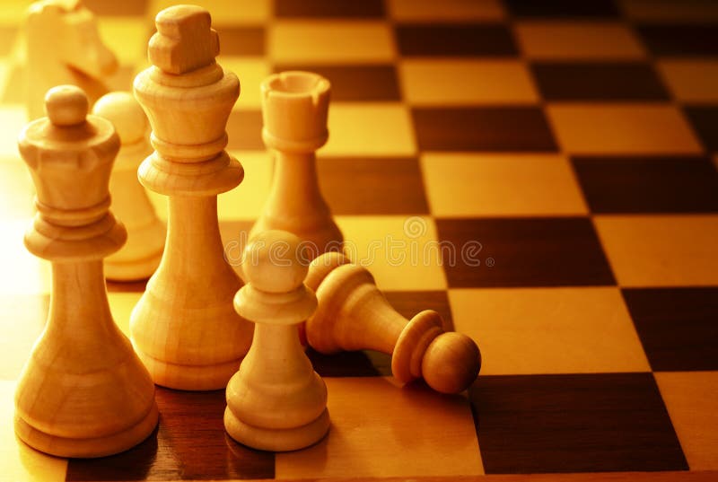 Team of Chess Pieces on a Chessboard Stock Image - Image of challenge ...