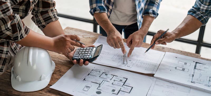 Team of Civil Engineers Meeting at Construction Site in Modern City To ...
