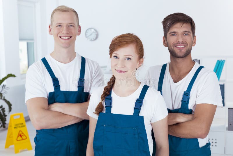 Team of Cleaners Cleaning Room Stock Image - Image of ginger, group ...