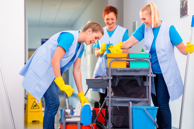 Team of Cleaning Ladies Working Stock Photo - Image of teamwork, people ...