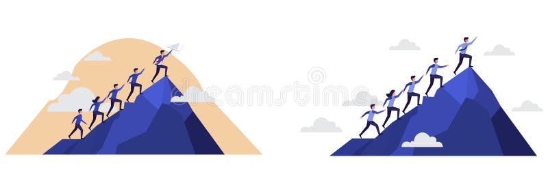 Team Climbing Mountain Peak Vector Stock Vector - Illustration of ...