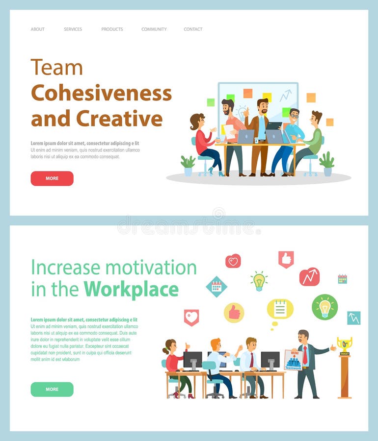 Team Cohesiveness and Creative Website Vector. Idea Concept for ...