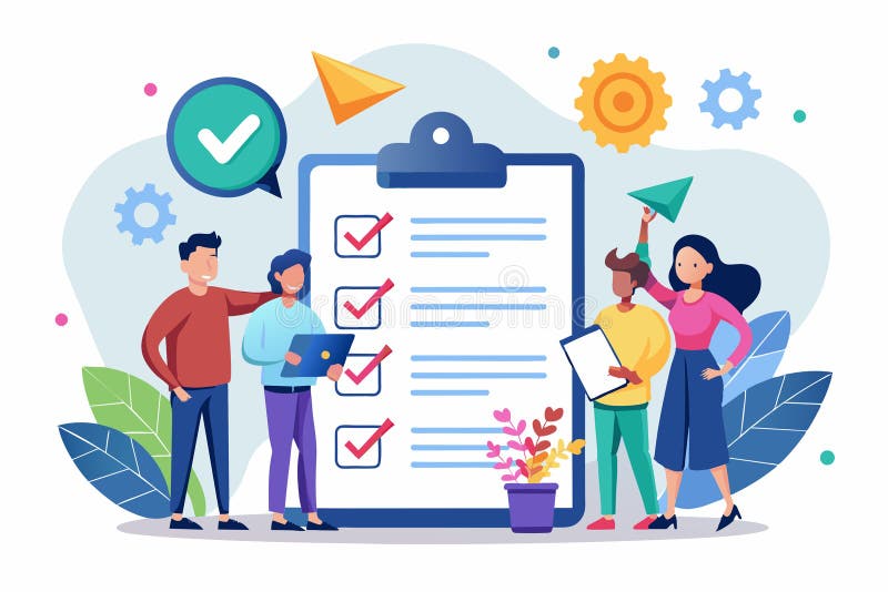 A Team Collaborates Around a Checklist, Emphasizing Organization and ...