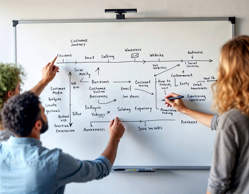 Team Collaborates on a Customer Journey Mapping Project in a Modern ...