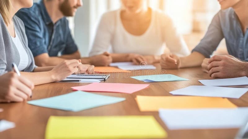 Team Collaborates on Project and Brainstorms Together in Meeting for ...