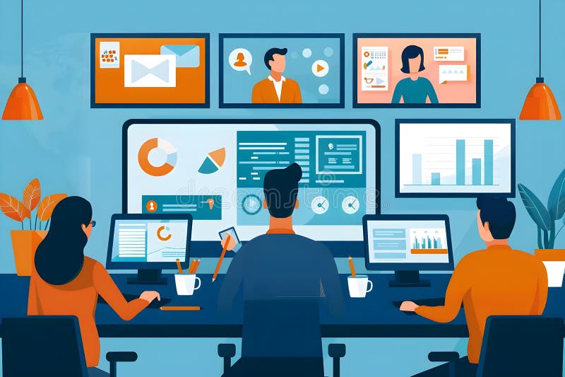 Team Collaborates Remotely Using Video Conferencing and Data Analytics ...