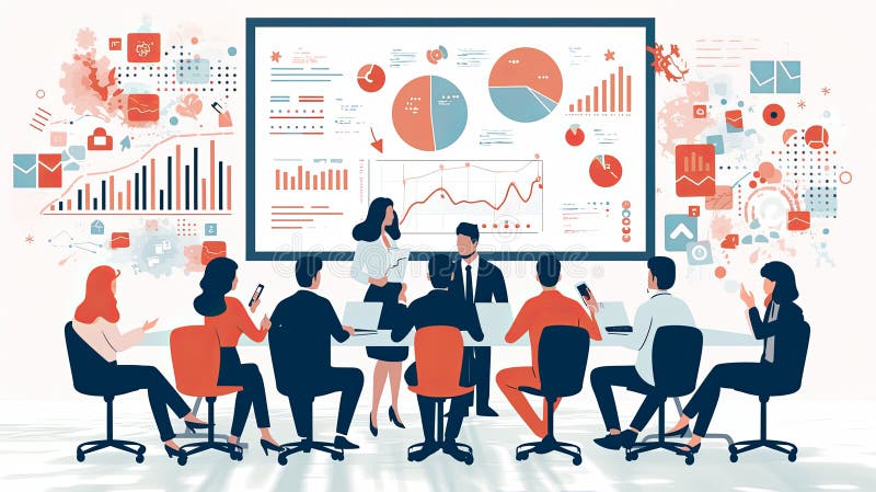 Team Collaborating in a Conference Meeting with Visual Data ...