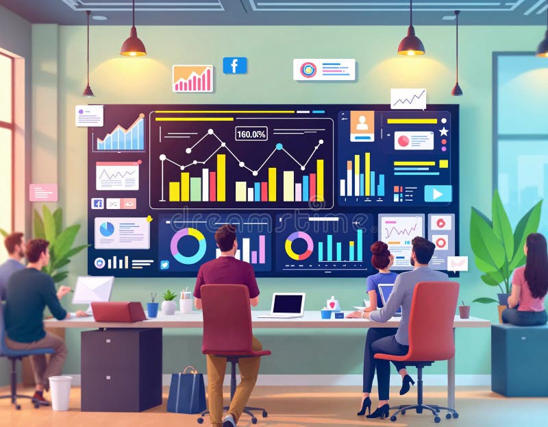 Coworkers Collaborating Discussing Office Laptop Plants Stock Photos ...