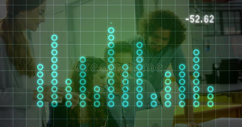 Team Collaborating Over Digital Sound Equalizer Image with Numerical ...