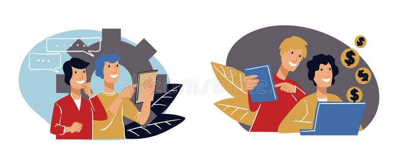 Team Collaboration Analysis Vector Scene Stock Vector - Illustration of ...