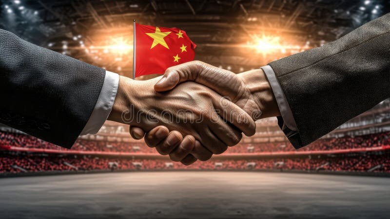 Team Collaboration and Competitive Spirit with Handshake Symbolism ...