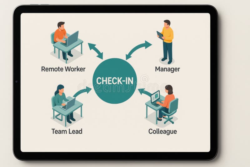 Team Collaboration Concept with Remote Worker, Manager, Team Lead, and ...