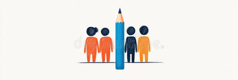 Team Collaboration and Creative Thinking with a Pencil Symbolizing ...