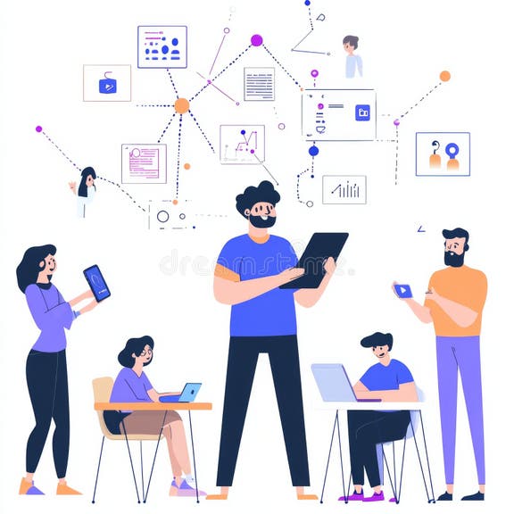 Team Collaboration and Digital Communication in Modern Office Setting Stock Image - Image of ...