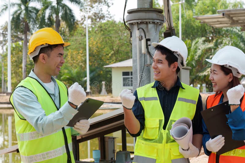 Team Collaboration. Diverse Construction Team Celebrating after a ...