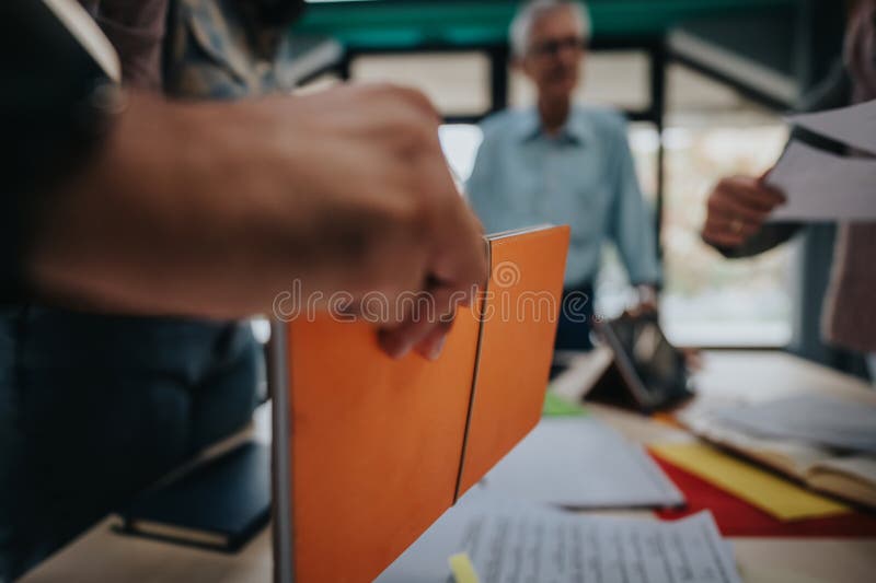 Team Collaboration with Documents in Office Meeting Stock Photo - Image ...