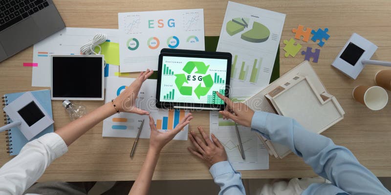 Team Collaboration on ESG Project with Digital Tools Stock Image ...