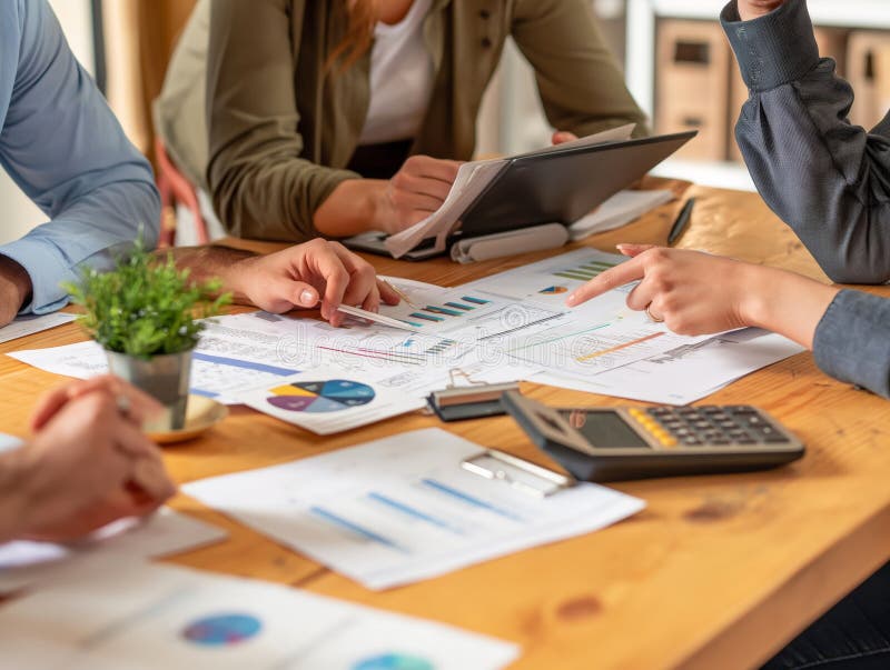 Team Collaboration on Financial Reports Stock Image - Image of graphs ...