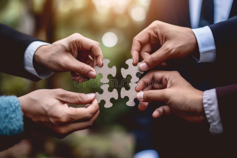 Team Collaboration, Hands Joining Puzzle Pieces, Symbolic of Unity ...